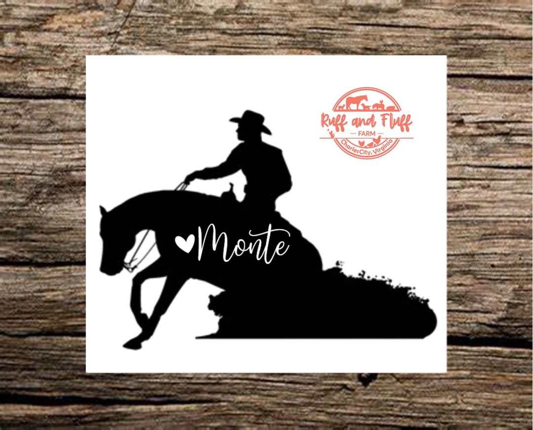 Reining Horse Decal | Man Reiner Decal | Custom Horse Name Decal ...