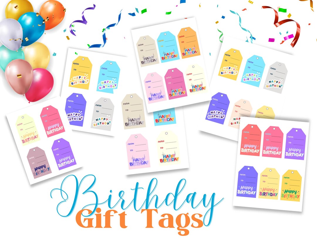 Printable Happy Birthday Gift Tags - Etsy