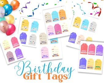 Printable Happy Birthday Gift Tags PDF & PNG Download 2.5w X 3.5h - Etsy