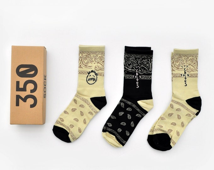 Travis Scott CREAM and BLACK Street Wear Skater 3-pairs Pack Street ...