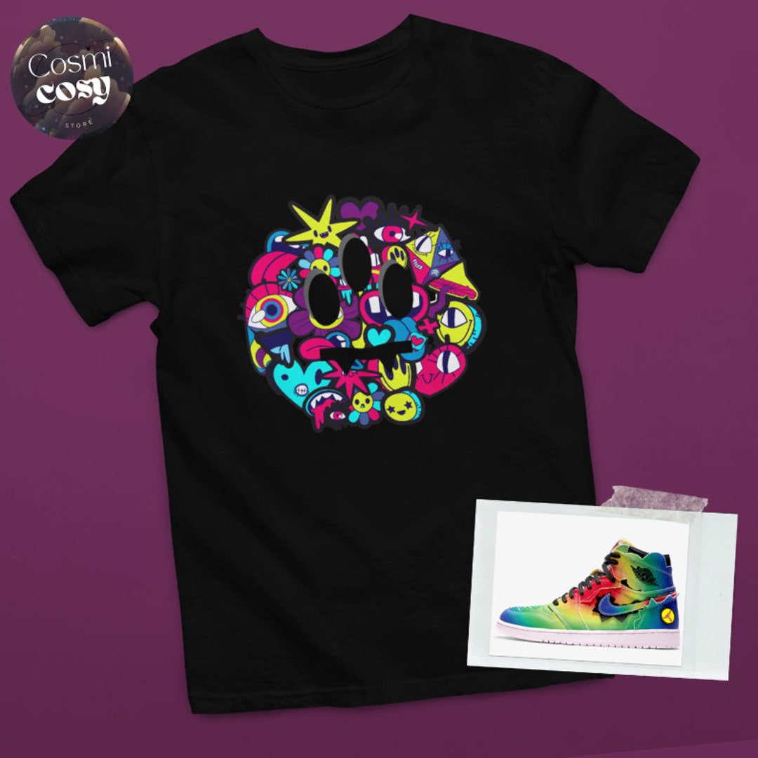 SMILEY Face, Jordan 1 Retro High Balvin Sneaker Match Black Tee - Etsy