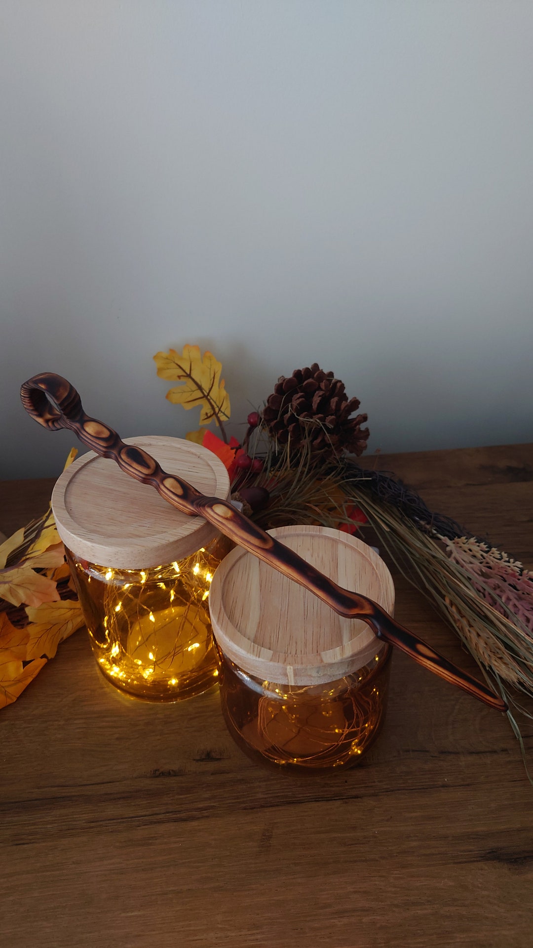 The Ringed Pommel, Handmade Real Wood Pine Wand, Perfect for a Witch or ...