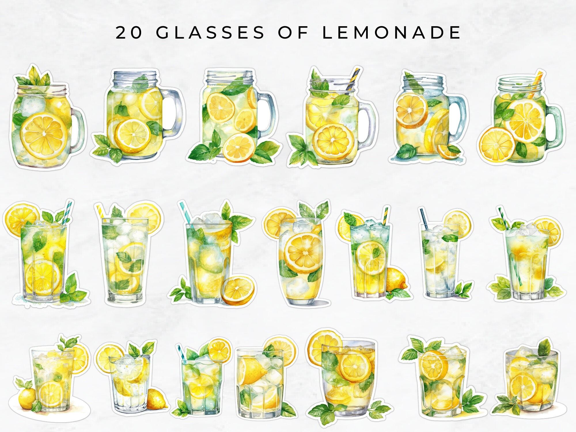 Lemon Digital Stickers, Lemonade Sticker Pack, Summer Stickers, Lemon ...