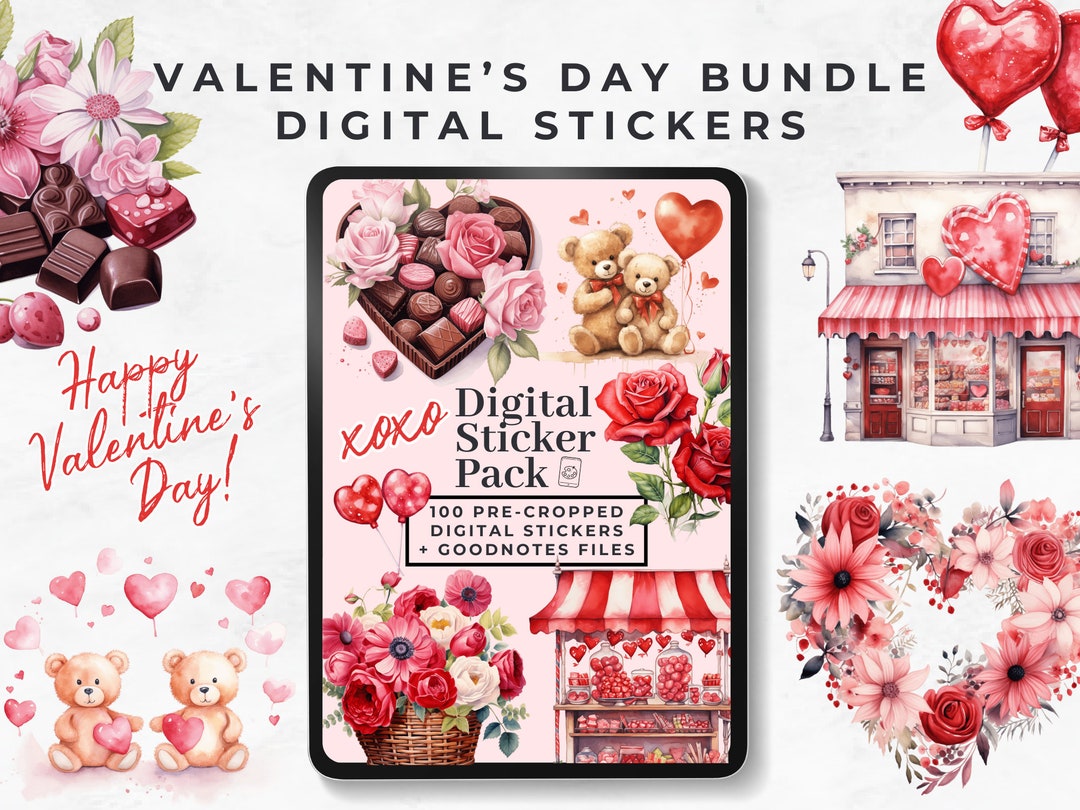 Valentine Digital Stickers Sheet, Valentines Day Stickers Goodnotes ...