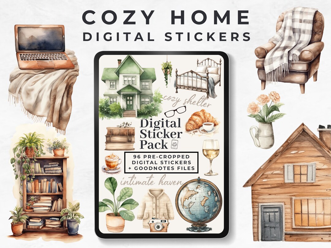 Cozy Home Digital Stickers, Cottagecore Aesthetic Sticker Pack, Cozy ...