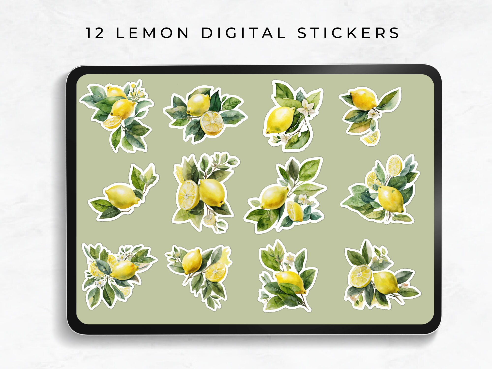 Lemon Digital Stickers, Spring Sticker Pack, Summer Stickers, Lemon ...