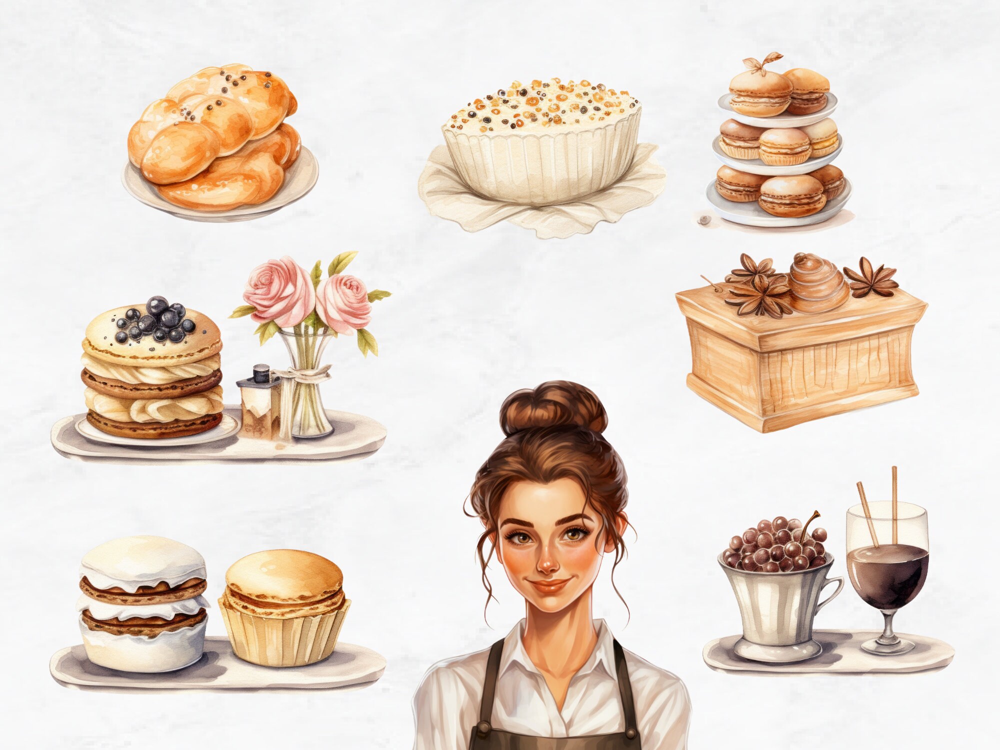 Bakery Digital Stickers, Croissants, Sweet Treats, Baked Goods Sticker ...