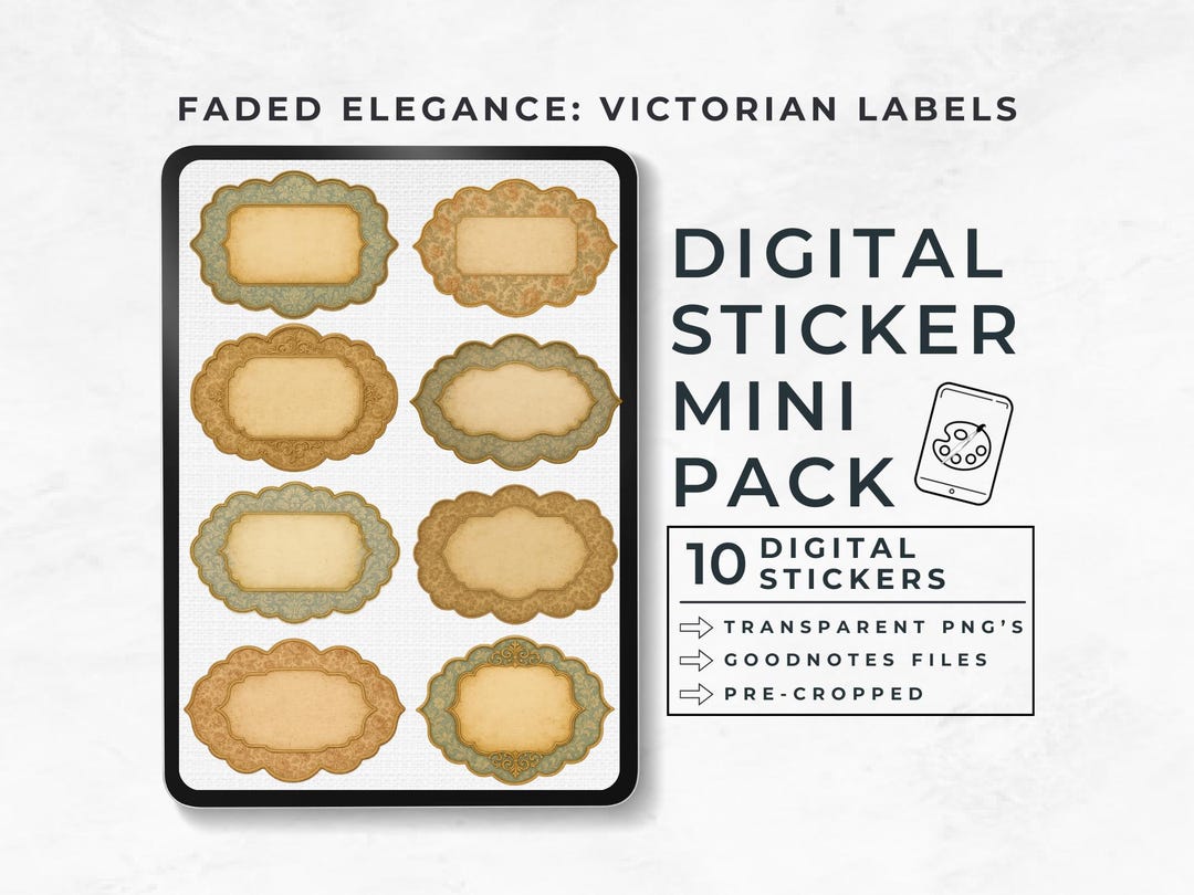 Digital Stickers Victorian Labels, Cottagecore Aesthetic, Digital ...
