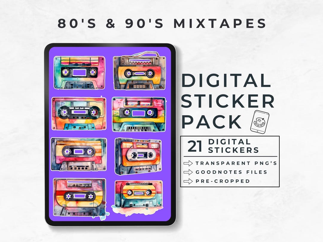 Mixtapes Digital Stickers, 80's Era, 90's Baby, Music Stickers ...
