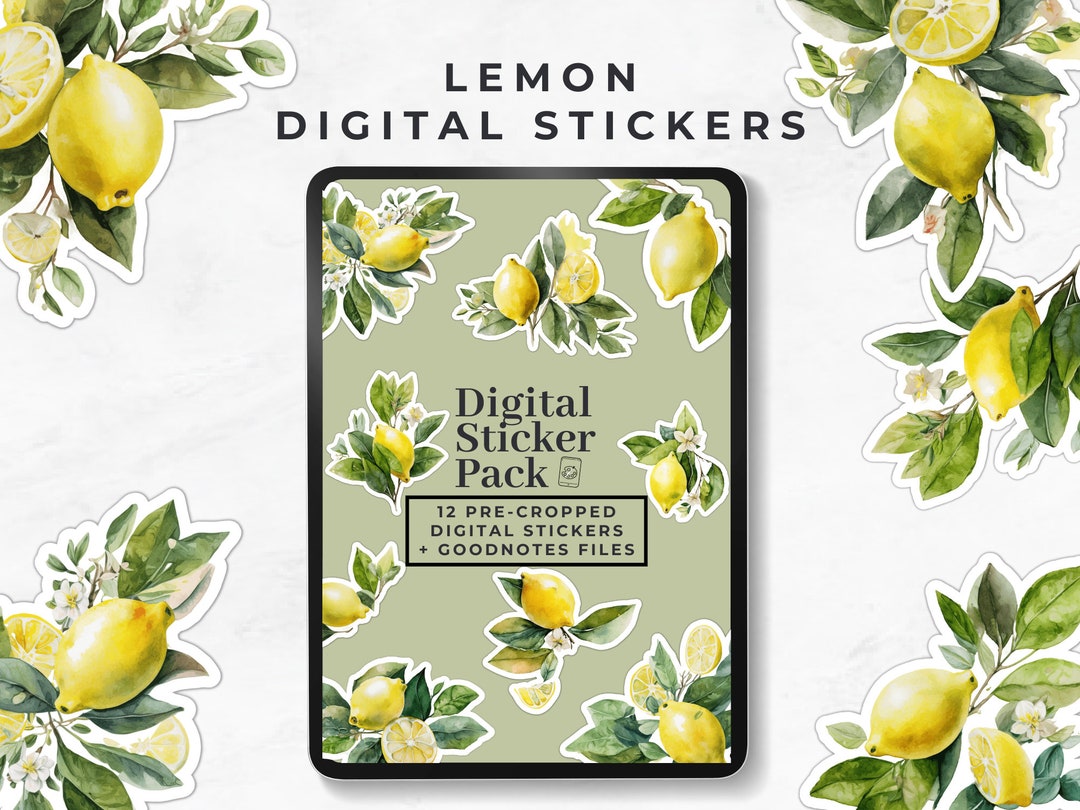 Lemon Digital Stickers, Spring Sticker Pack, Summer Stickers, Lemon ...