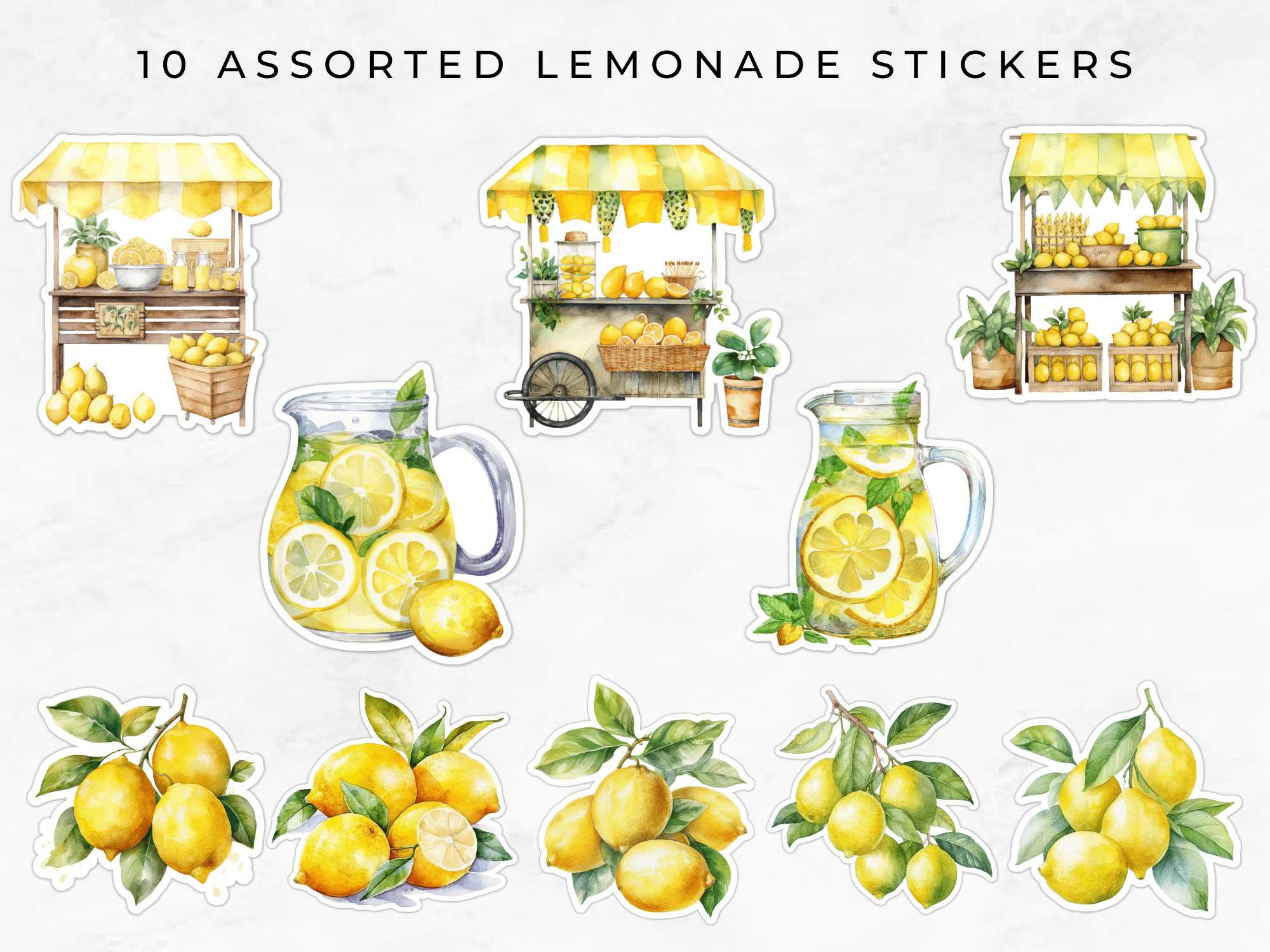 Lemon Digital Stickers, Lemonade Sticker Pack, Summer Stickers, Lemon ...