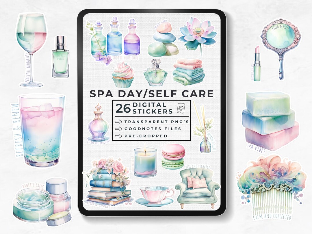 Spa Stickers for Goodnotes, Self Care Stickers, Healthy Life Digital ...