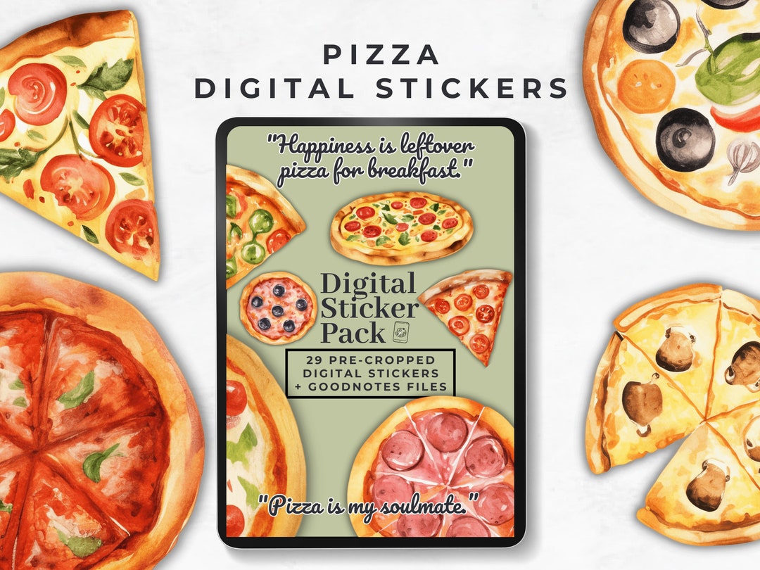 Pizza Digital Stickers, Pizza Sticker Pack, Pizza Night, Digital ...