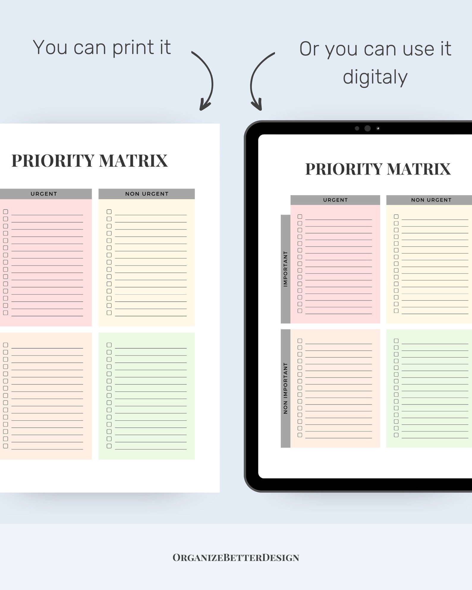 Eisenhower Matrix Plan, Printable Priority Planner, Digital and ...