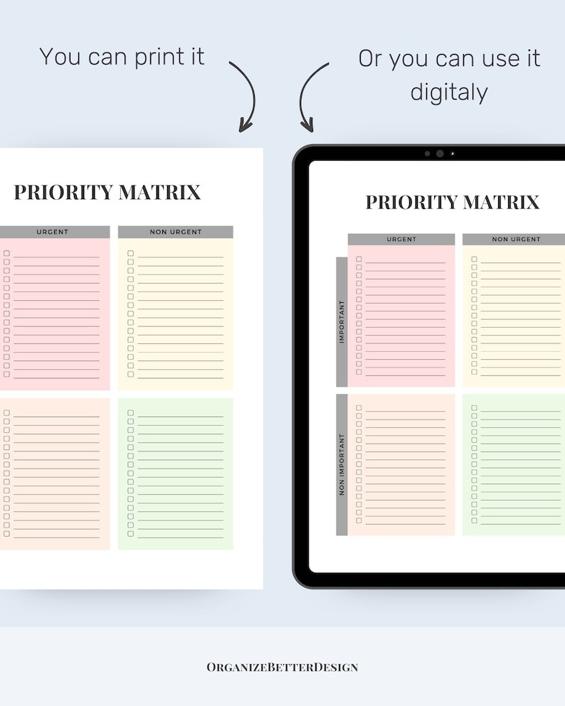 Eisenhower Matrix Plan, Printable Priority Planner, Digital and ...