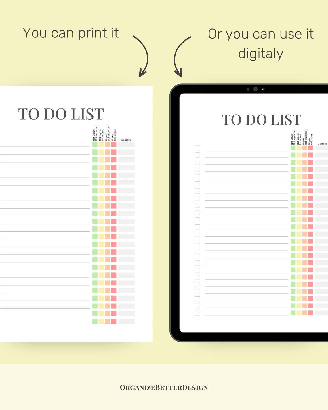 To-do List Template With Eisenhower Matrix Pdf, Digital, Editable and ...