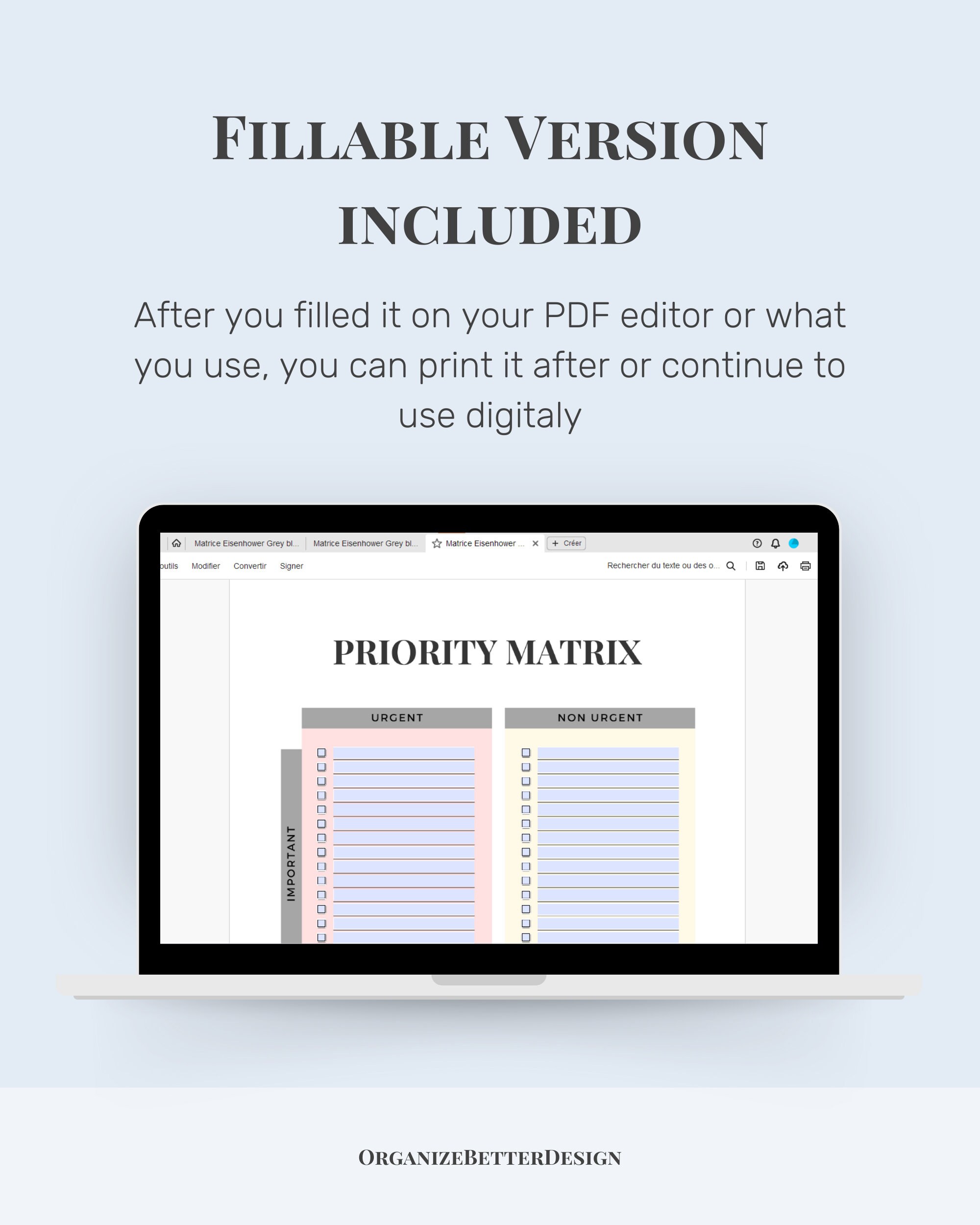 Eisenhower Matrix Plan, Printable Priority Planner, Digital and ...