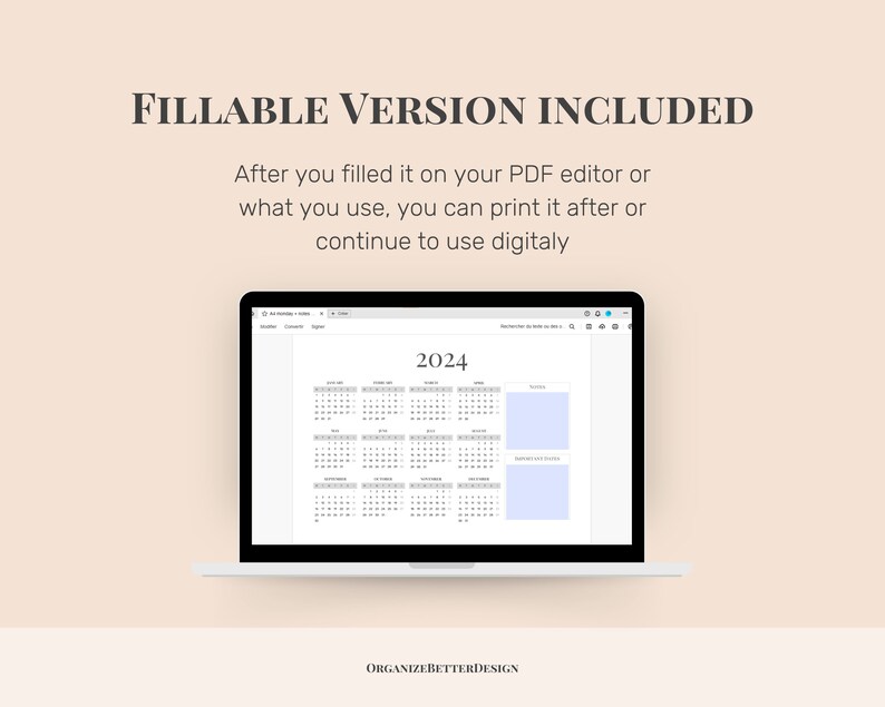 2024 Digital Annual Planner, Printable 2024 Calendar, Month at a Glance ...