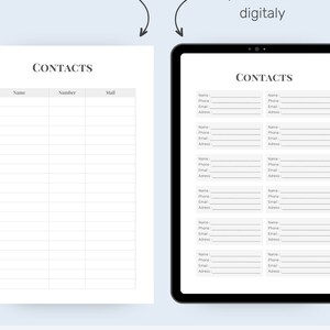 Contact Log With Adress, Mail and Phone Number, Minimalist Printable ...
