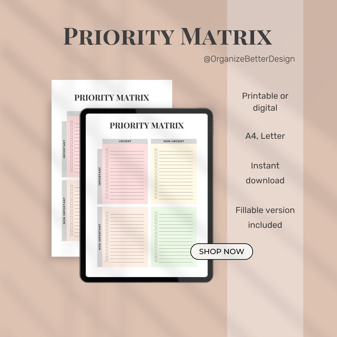 Eisenhower Matrix Plan, Printable Priority Planner, Digital and ...