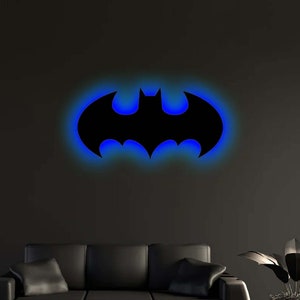 Bat Design Wooden LED Logo, Personalized Bat Art Perfect for Bat Fans ...