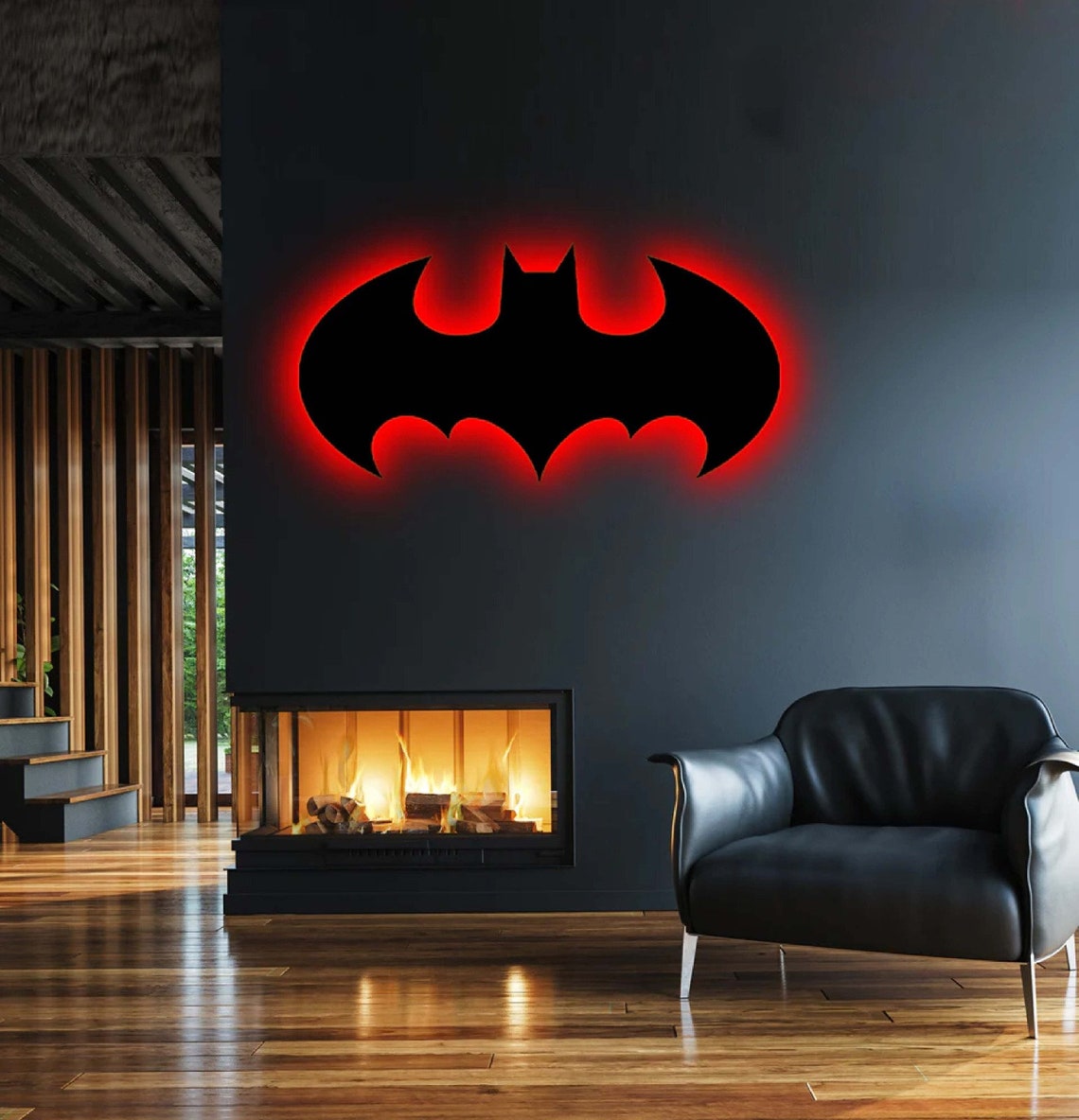 Bat Design Wooden LED Logo, Personalized Bat Art Perfect for Bat Fans ...