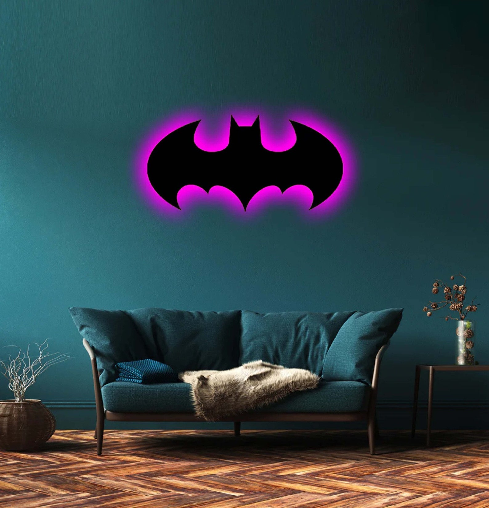 Bat Design Wooden LED Logo, Personalized Bat Art Perfect for Bat Fans ...