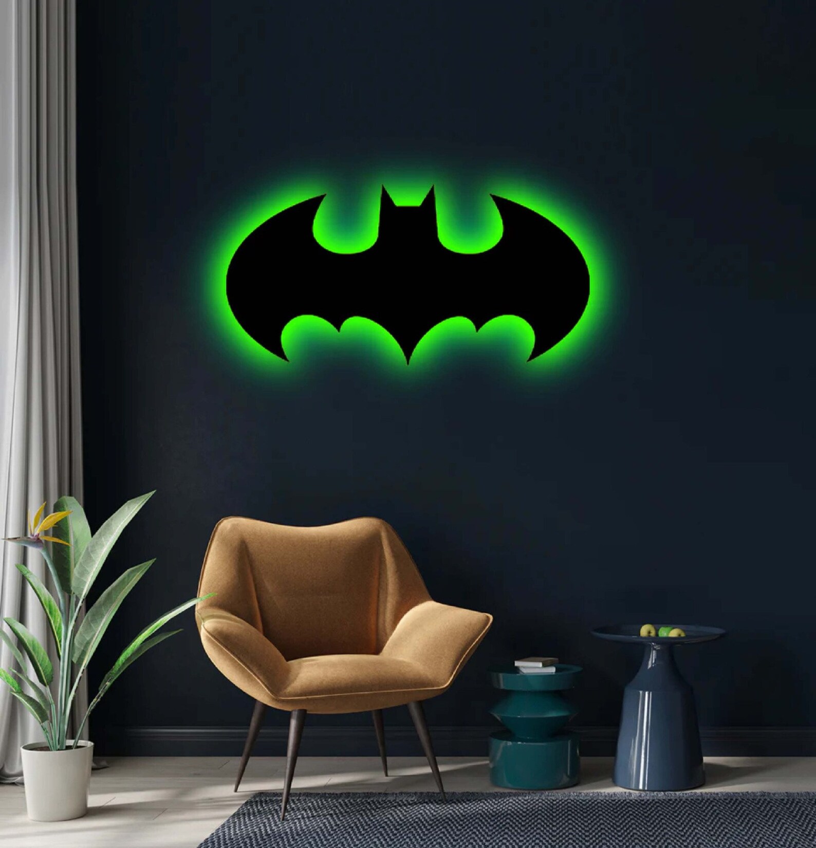 Bat Design Wooden LED Logo, Personalized Bat Art Perfect for Bat Fans ...