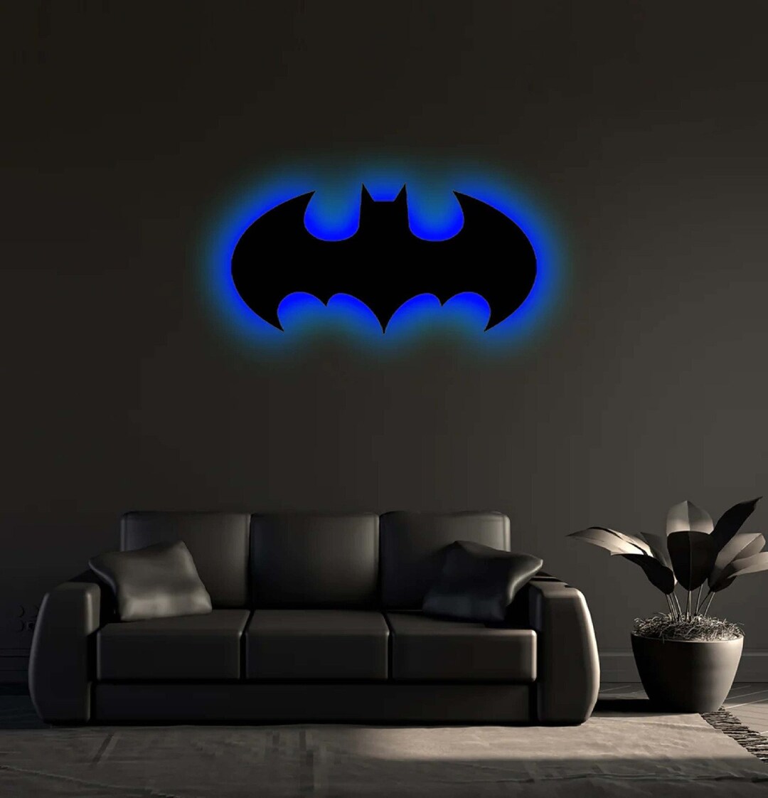 Bat Design Wooden LED Logo, Personalized Bat Art Perfect for Bat Fans ...