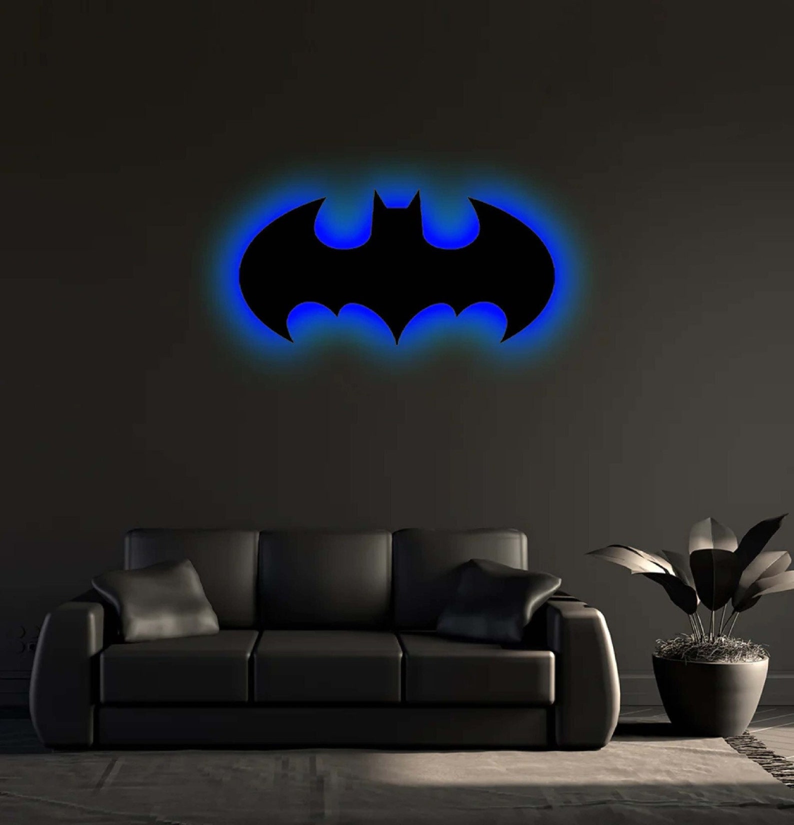 Bat Design Wooden LED Logo, Personalized Bat Art Perfect for Bat Fans ...