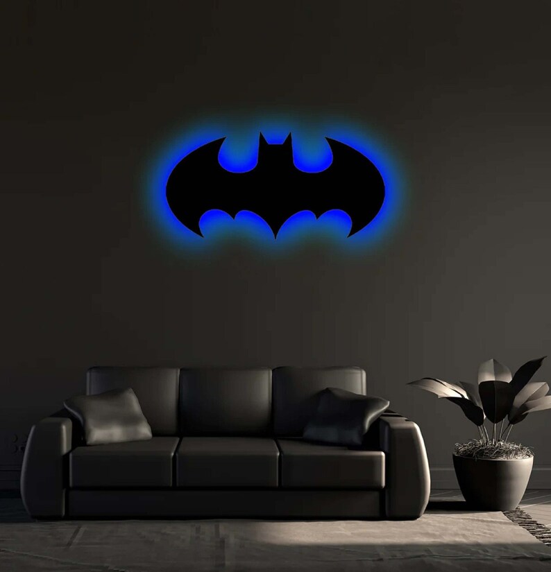 Bat Design Wooden LED Logo, Personalized Bat Art Perfect for Bat Fans ...