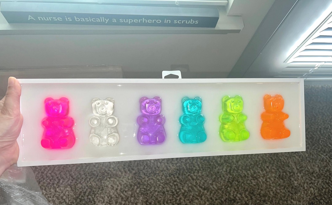 Rainbow Resin Gummy Bears, Nursery Decor, 3D Pop Wall Art, Candy Art ...