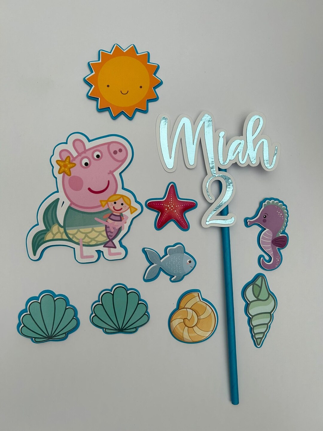 Peppa Pig Mermaid Cake Topper - Etsy