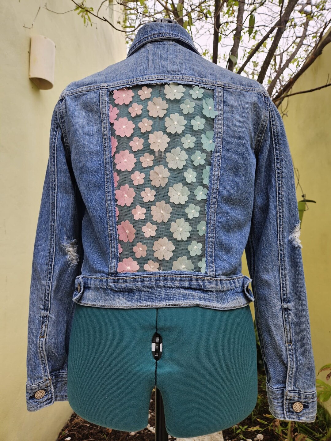 Beautiful, Cute, up Cycled Denim Jacket, Pastel Colors, Size Small - Etsy