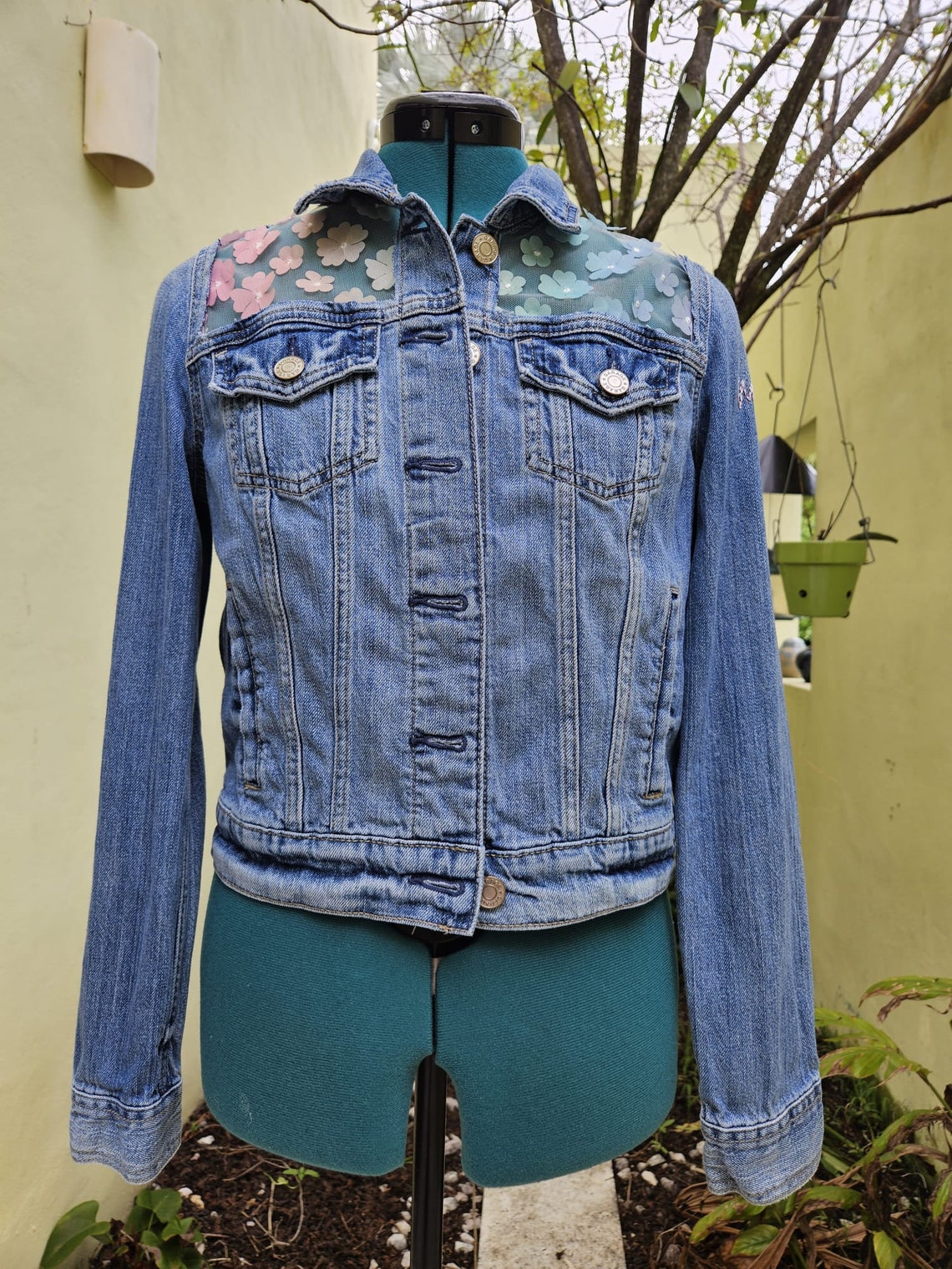 Beautiful, Cute, up Cycled Denim Jacket, Pastel Colors, Size Small - Etsy