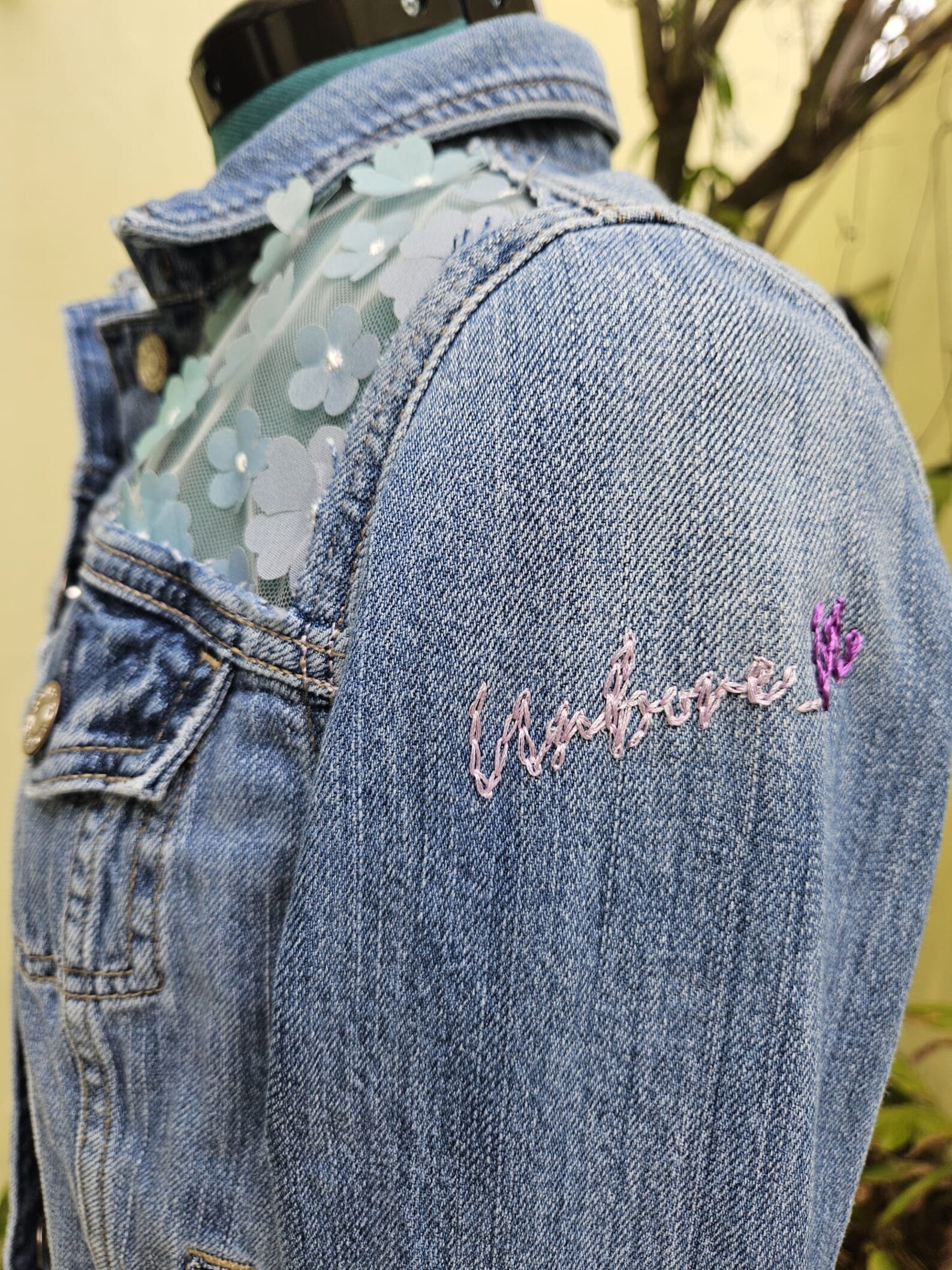 Beautiful, Cute, up Cycled Denim Jacket, Pastel Colors, Size Small - Etsy