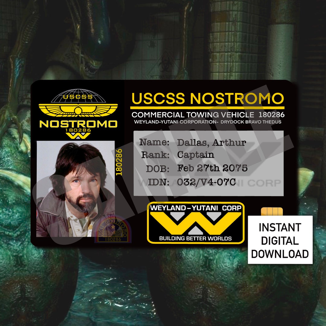 Set of 5 Alien Nostromo Inspired Cosplay I.D Card Name Badges Instant ...