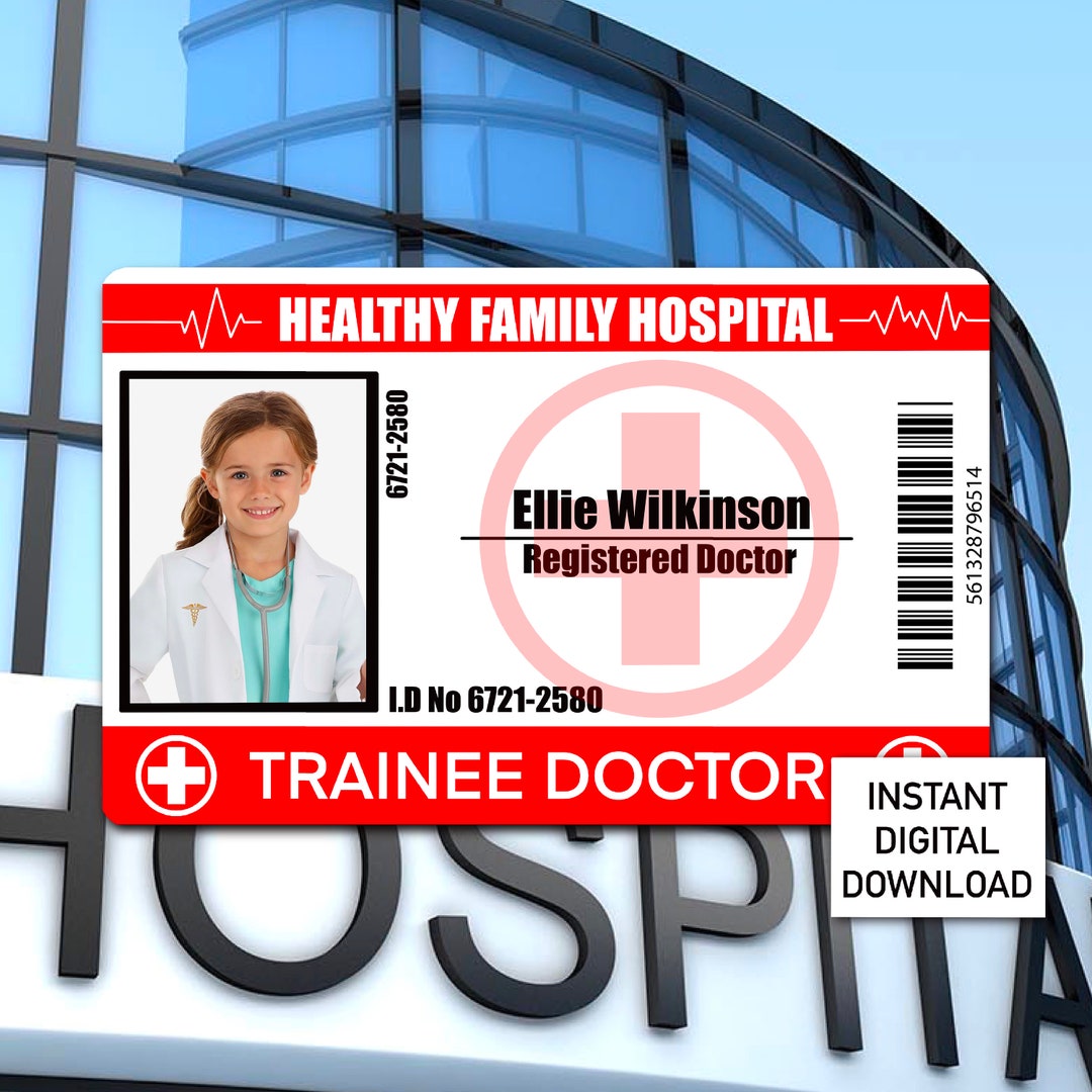 Kids Childrens Handmade Dress up Doctor Name Badge I.D Card - Etsy