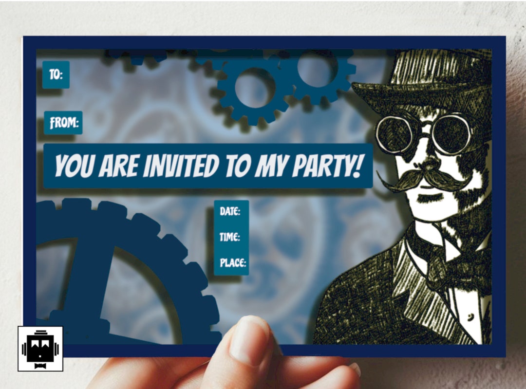 Steampunk Printable Birthday Party Invitation Digital Download for ...