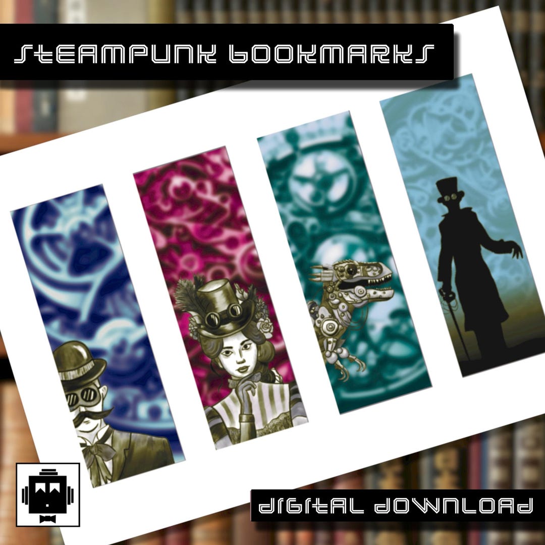 Steampunk Printable Bookmarks Set: Digital Download for Adults Gift for ...