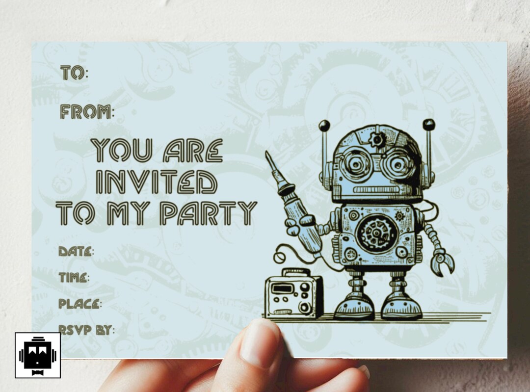 Steampunk Robot Party Invitation, Steampunk Theme Invitation, Instant ...