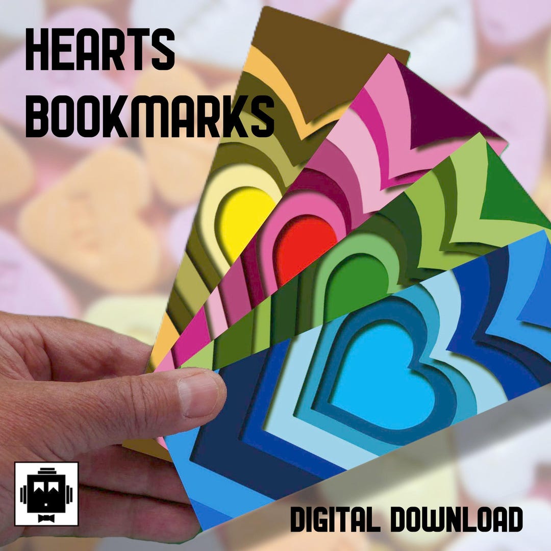 Hearts Printable Bookmarks: Colorful Cut Out Design (digital Download ...