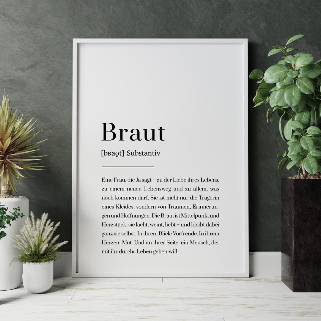 Bride Definition Poster as a Wedding or Engagement Gift for the Maid of ...