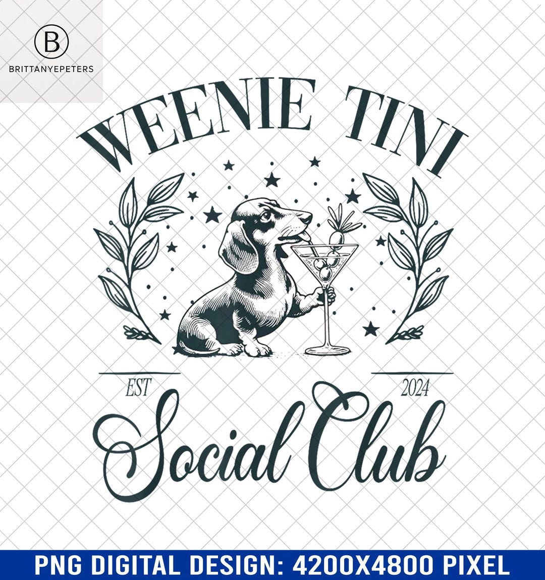 Weenie Tini Social Club PNG, Funny Dachshund Martini Dog Design, Retro ...