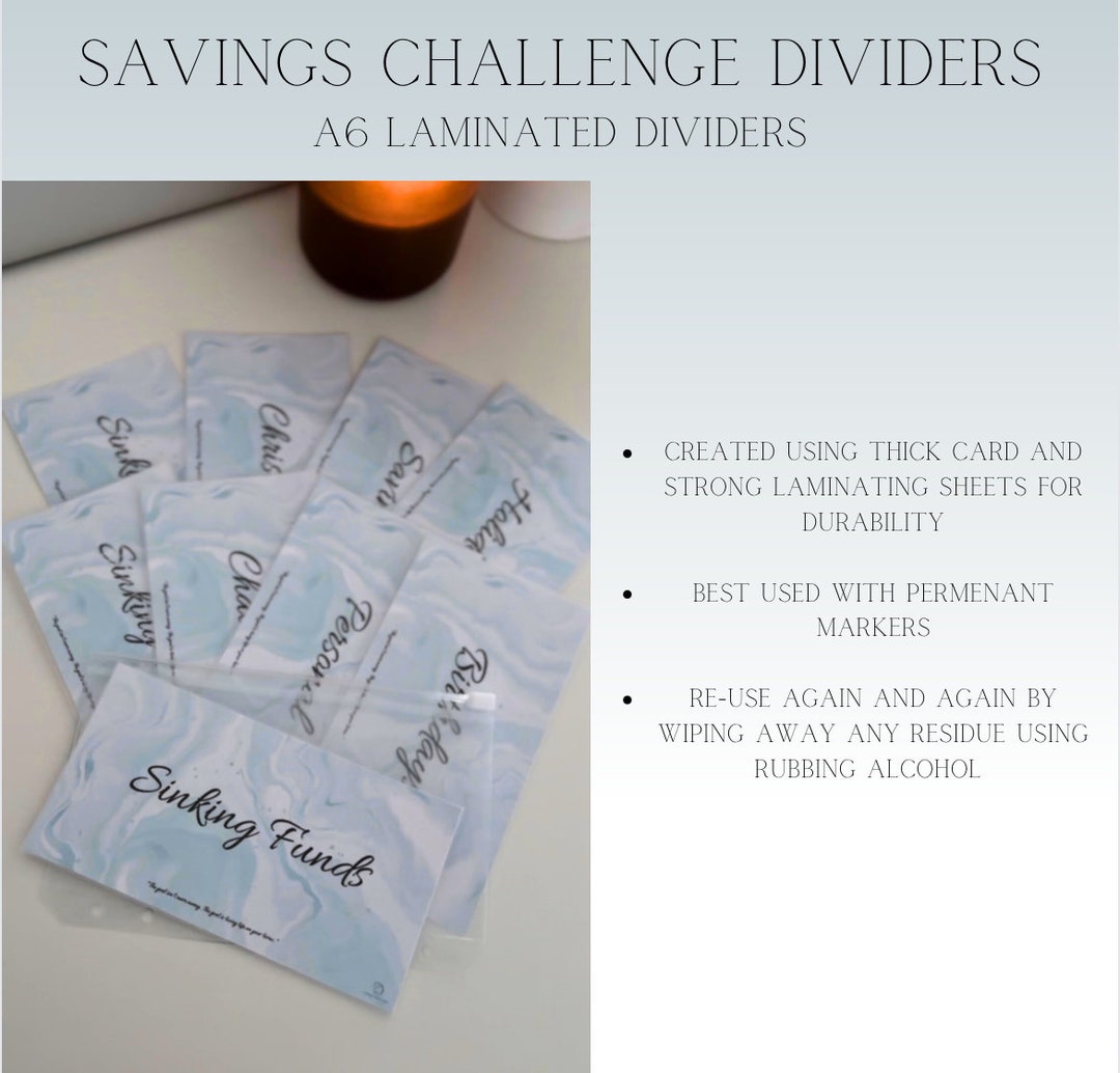 Savings Challenge Dividers for A6 Budget Binder Organisation - Etsy UK