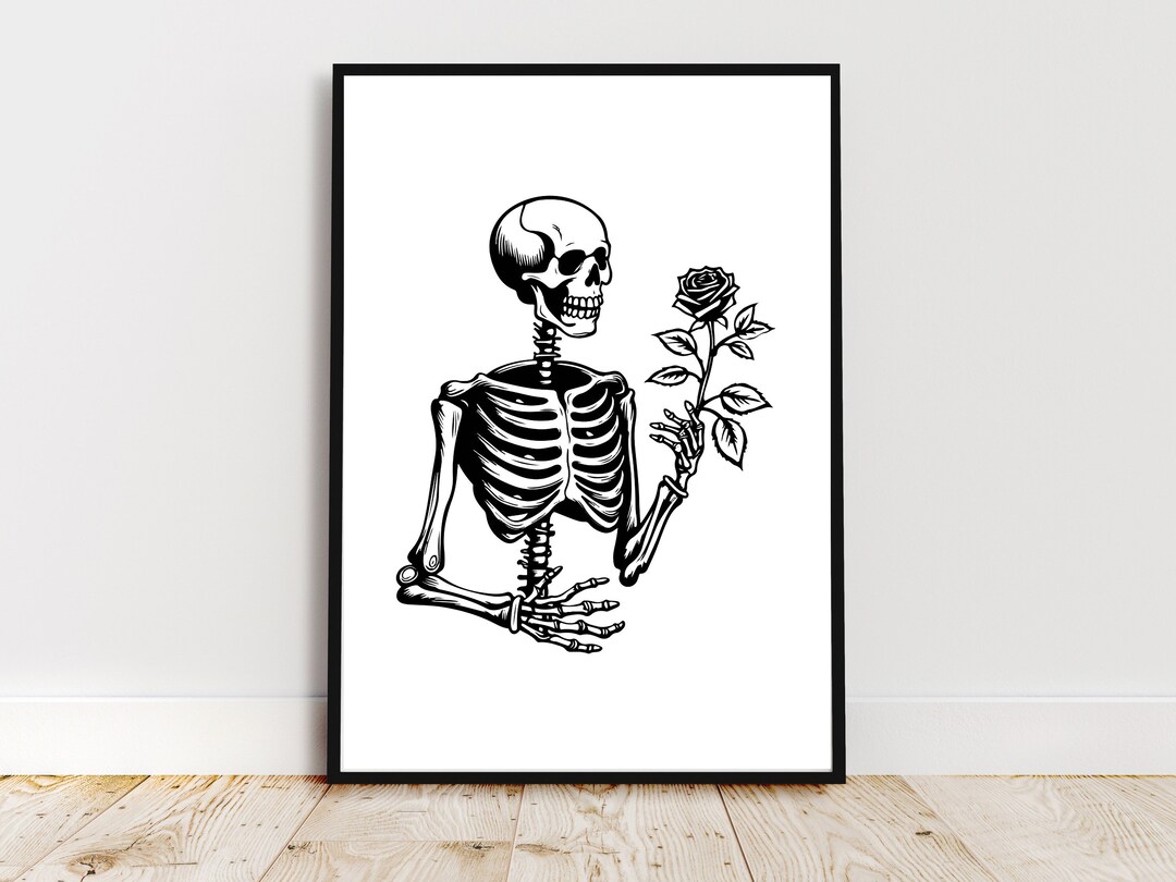 Skeleton Portrait Skeleton Print Halloween Skeleton Wall - Etsy