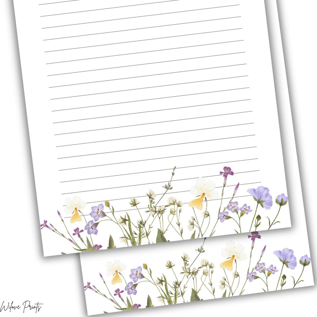 Wildflower Printable Stationary - Lined and Unlined Writing Paper ...