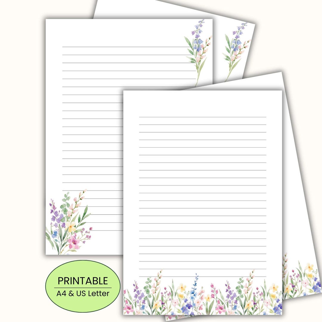 Wildflower Stationery Set | Floral Letter Writing Paper (digital ...