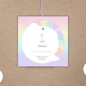 Pastel Rainbow Birthday Gift Tag Bundle Colorful Party Favor Set Baby ...