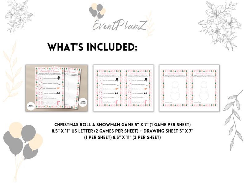 Christmas Roll A Snowman Game + Drawing Page | Xmas Party Activities ...